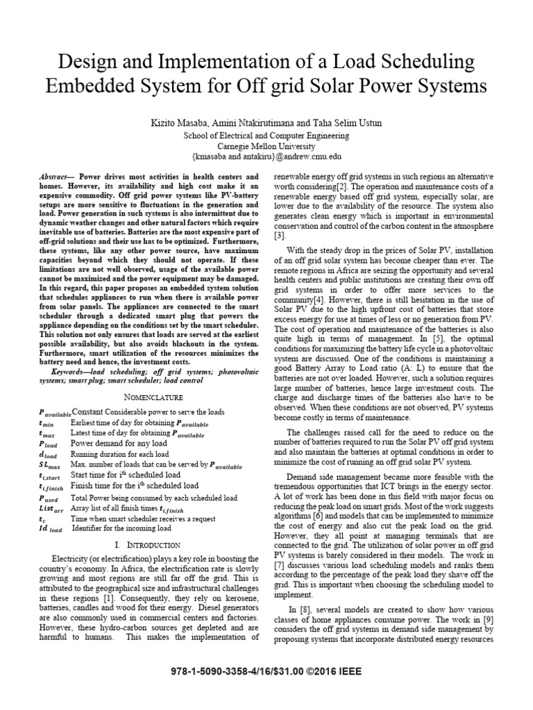 Design and Implementation of A Load Scheduling Embedded System For Off ...