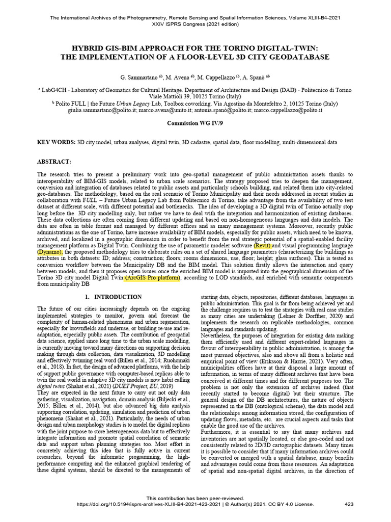 HYBRID_GIS-BIM_APPROACH_FOR_THE_TORINO_DIGITAL-TWI | PDF | Building ...