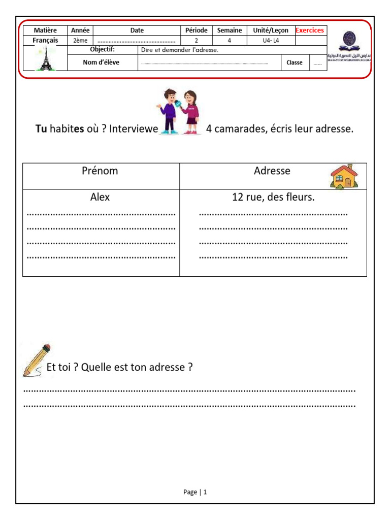 Grade2 - French - B2 - W4 - Exercices | PDF