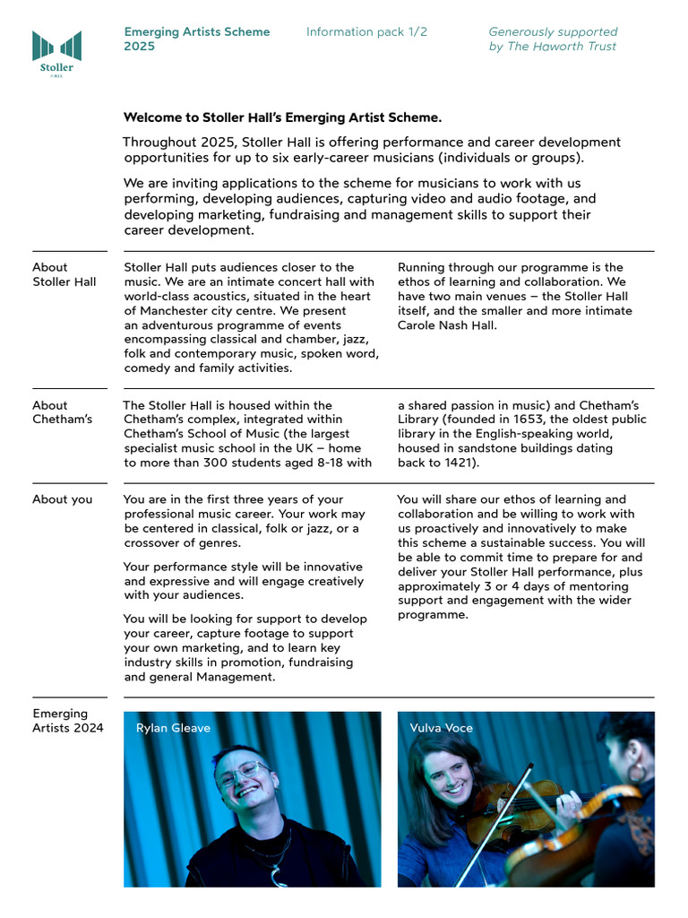 Emerging Artists Information Pack 2025 | PDF | Performing Arts ...