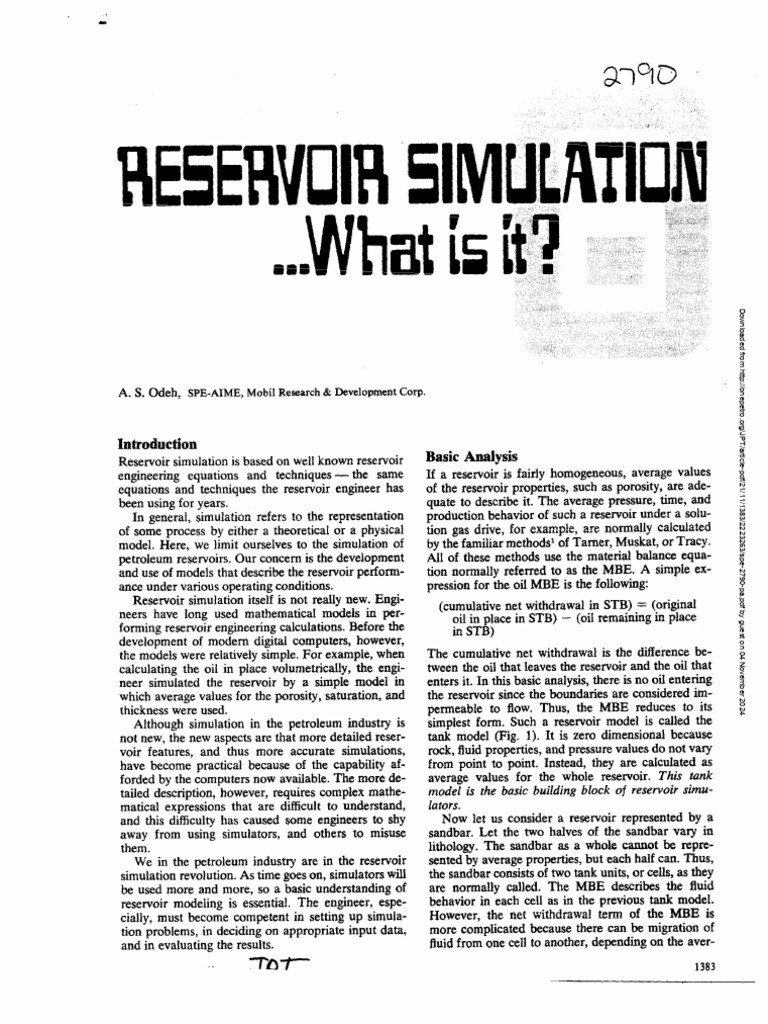 Reserrvoir Simulation - SPE | PDF | Petroleum Reservoir | Equations
