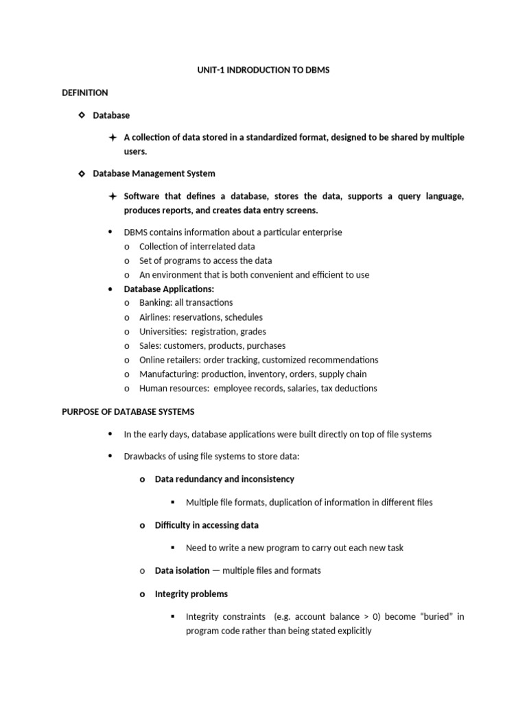 adbms-unit1 | PDF | Relational Model | Sql