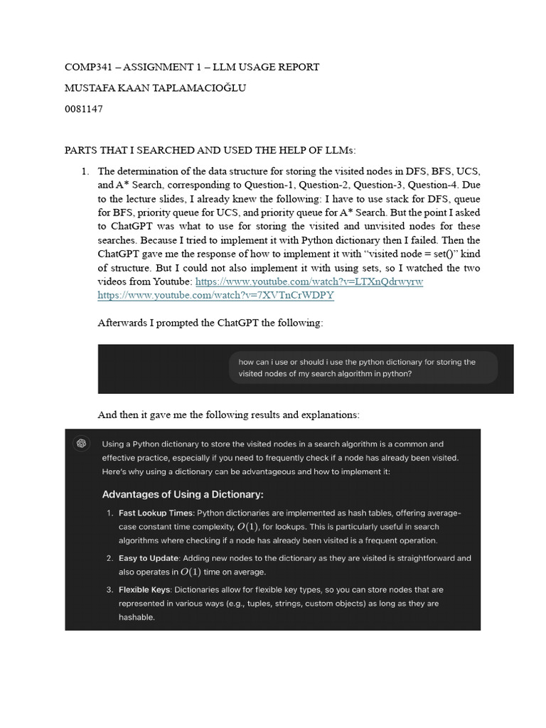 Comp341 Assignment 1 LLM Report | PDF