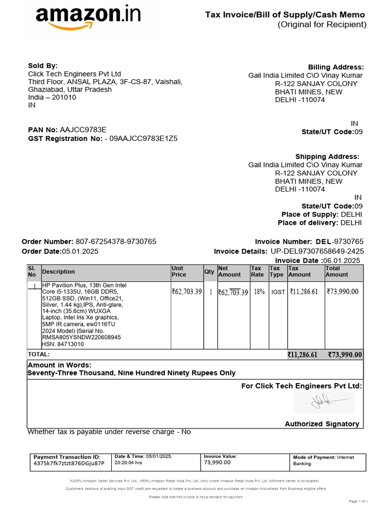 LAPTOP INVOICE-1 | PDF | Invoice | Payments