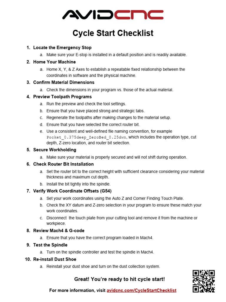 CNC Cycle Start Checklist Guide | PDF