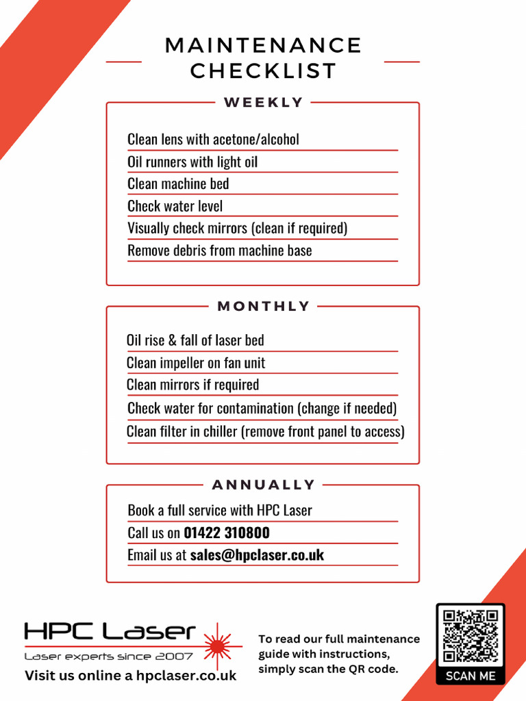 Laser-Cutter-Maintenance-Checklist-by-HPC-Laser | PDF Laser-Cutter-Maintenance-Checklist-by-HPC-Laser | PDF
