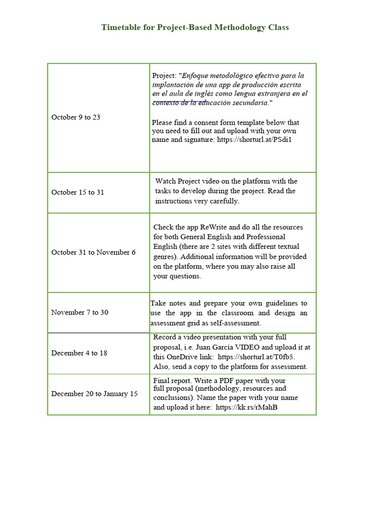 Timetable_project_based_method (APP ReWrite) (1) (2) | PDF