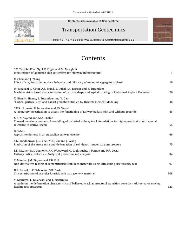 Contents_2016_Transportation-Geotechnics | PDF | Geotechnical ...