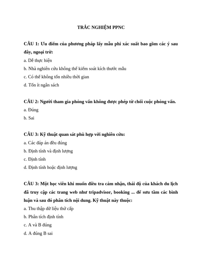 TRẮC NGHIỆM PPNC | PDF