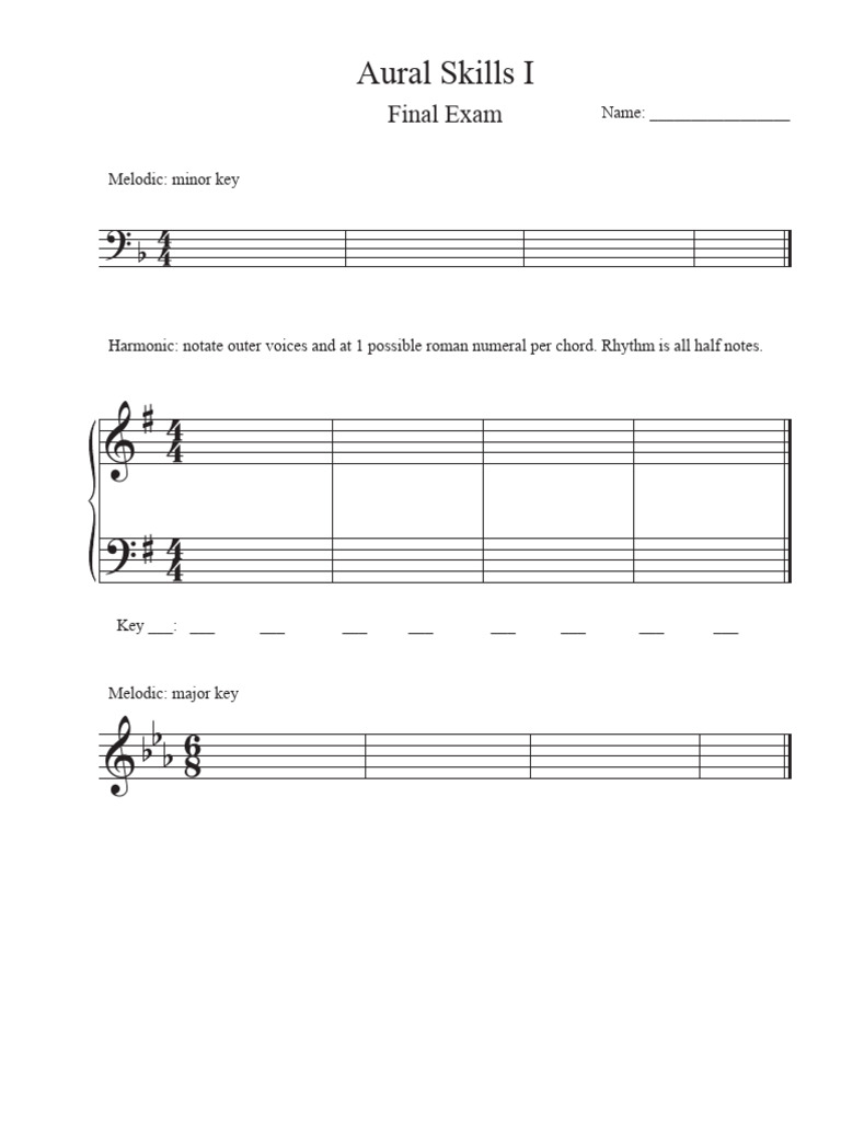 Aural Skills I Final Exam Guide | PDF