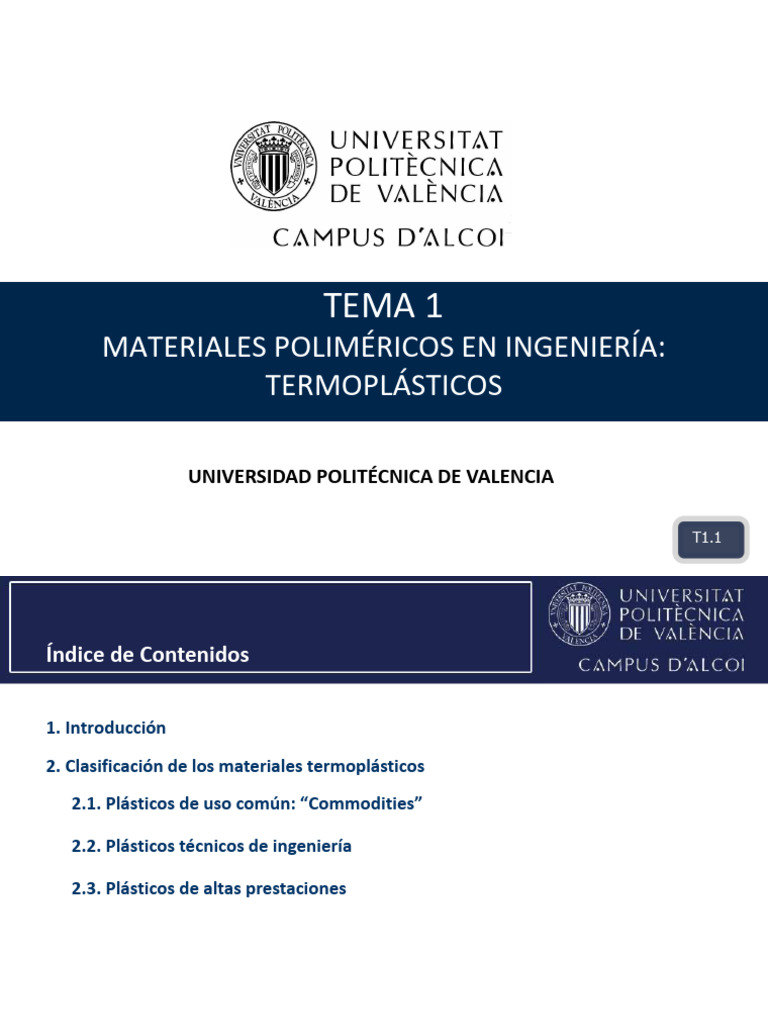 T1-Materiales Termoplásticos | PDF | El plastico | Polímeros