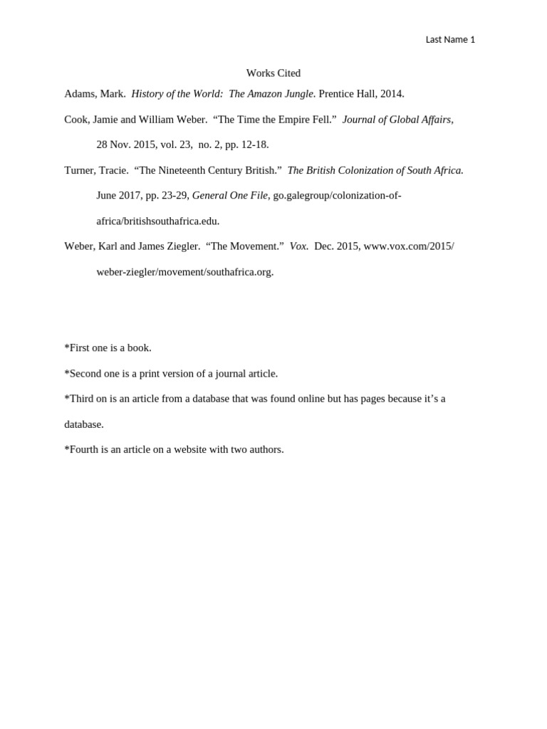 Works Cited: History & Colonization | PDF