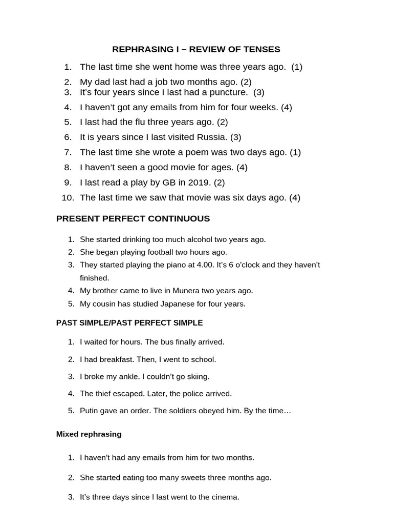 REPHRASING ITENSES23241bachcorrected 2 | PDF