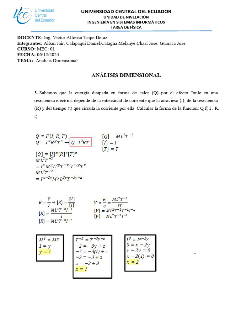 Trabajo en Grupo-Analisis Dimensional | PDF | Calor | Resistencia ...