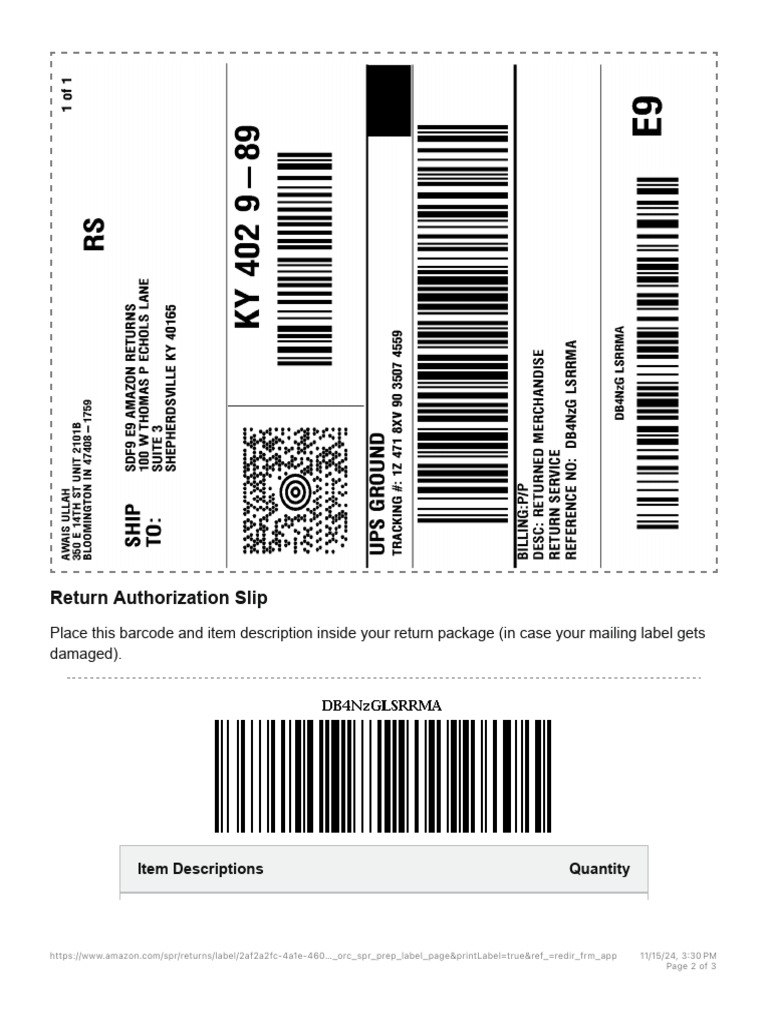 Online Return Center | PDF