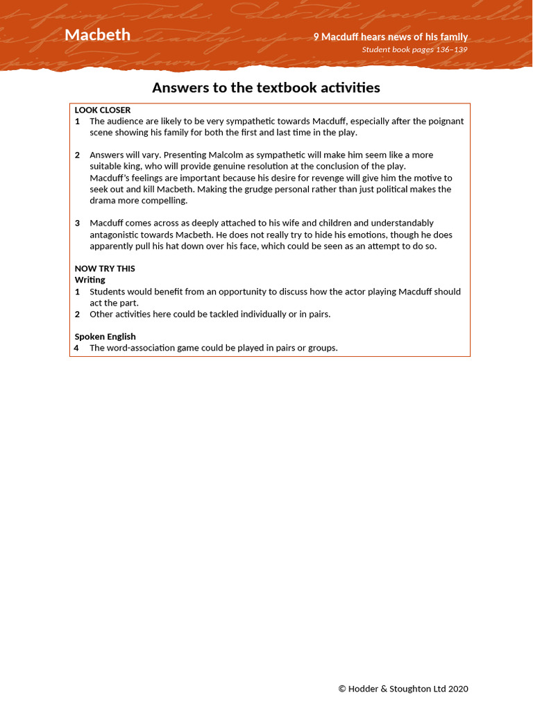 Shakespeare Answers Macbeth 9 | PDF