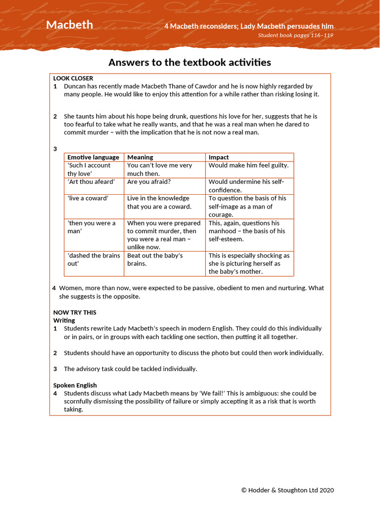 shakespeare-answers-macbeth-4 | PDF | Psychological Concepts | Macbeth