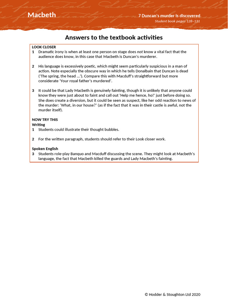 Shakespeare Answers Macbeth 7 | PDF