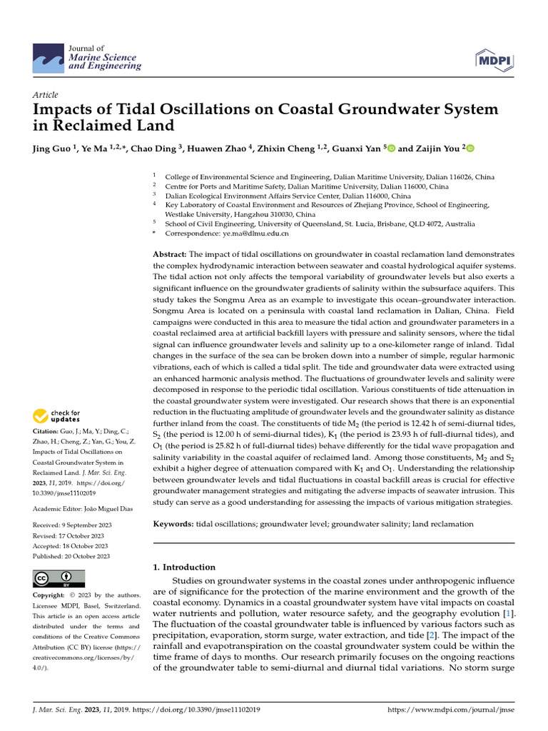 Impacts of Tidal Oscillations | PDF | Groundwater | Aquifer