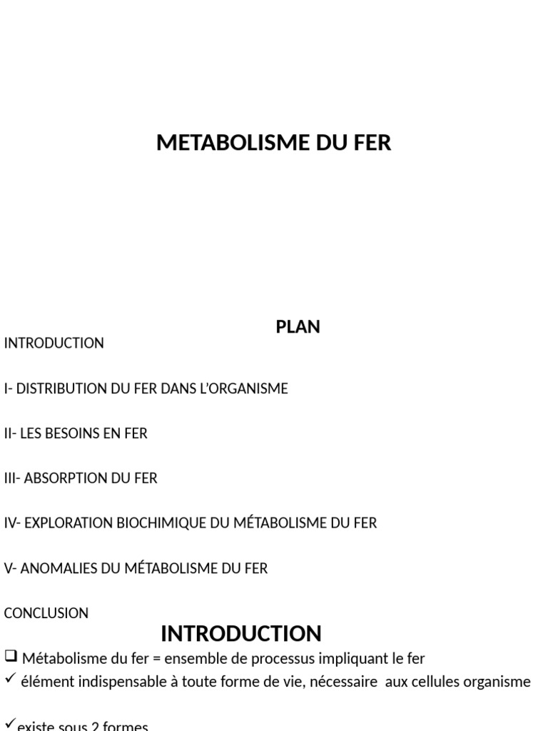 Métabolisme du Fer : Aspects Clés | PDF | Spécialités médicales | Fer