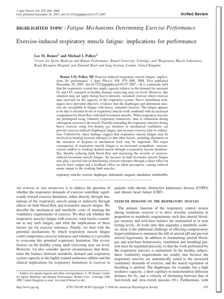 Exercise-Induced Respiratory Muscle Fatigue Implications For ...