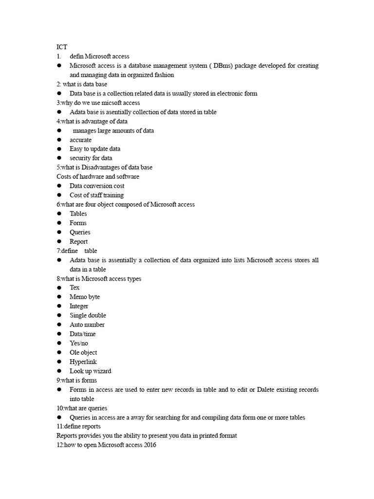 Ict | PDF | Microsoft Access | Databases