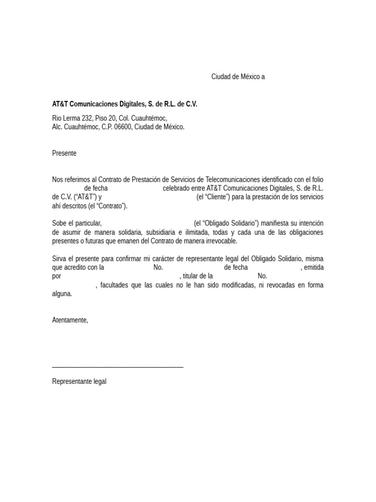 Carta Obligado Solidario | PDF