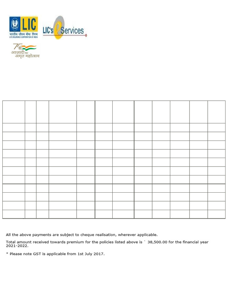 LIC Premium Paid Statement 2021-22 | PDF | Service Industries | Private ...