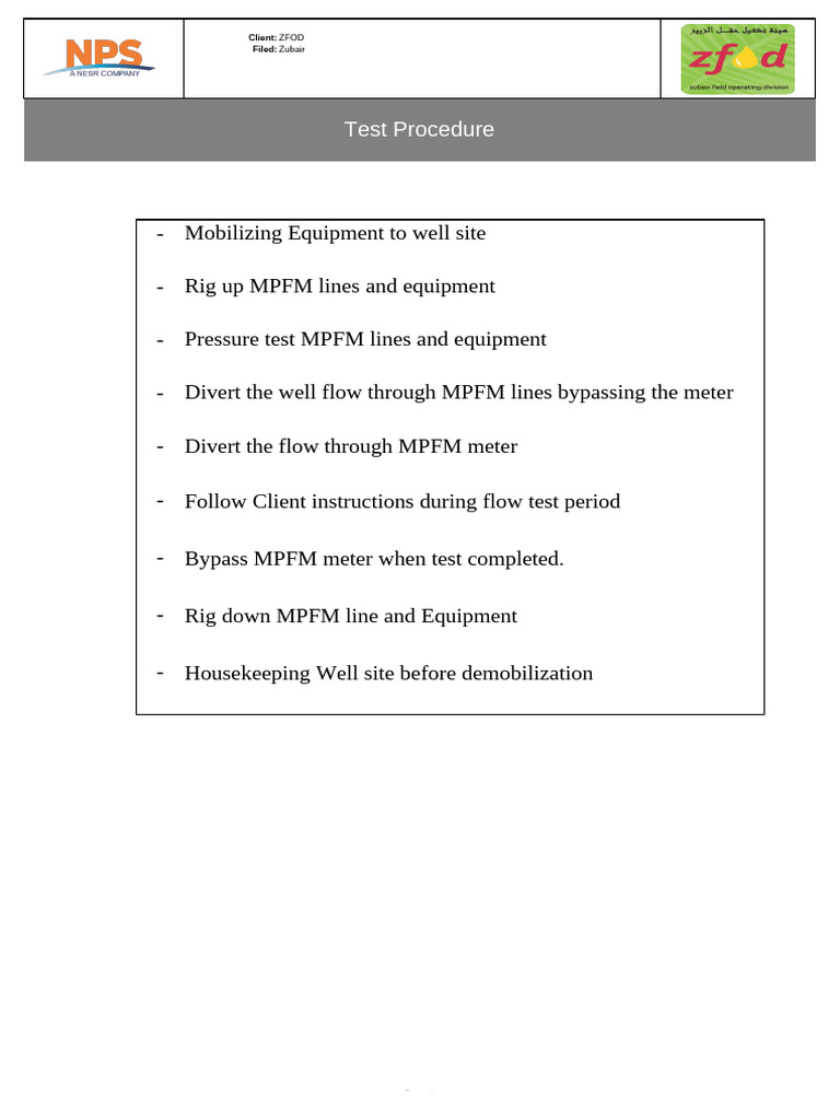 MPFM-Test Procedure | PDF