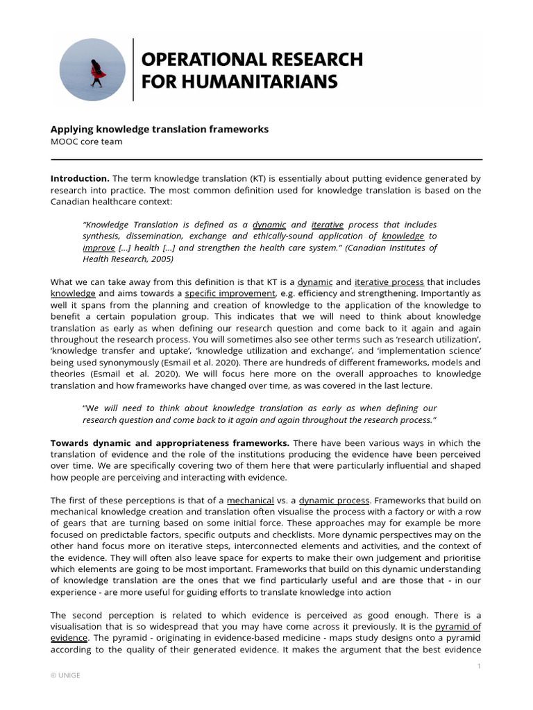 Applying Knowledge Translation Frameworks | PDF | Cognition | Cognitive ...