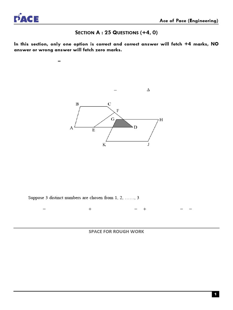 Ace of Pace (Engineering) Question Paper | PDF | Area | Rectangle
