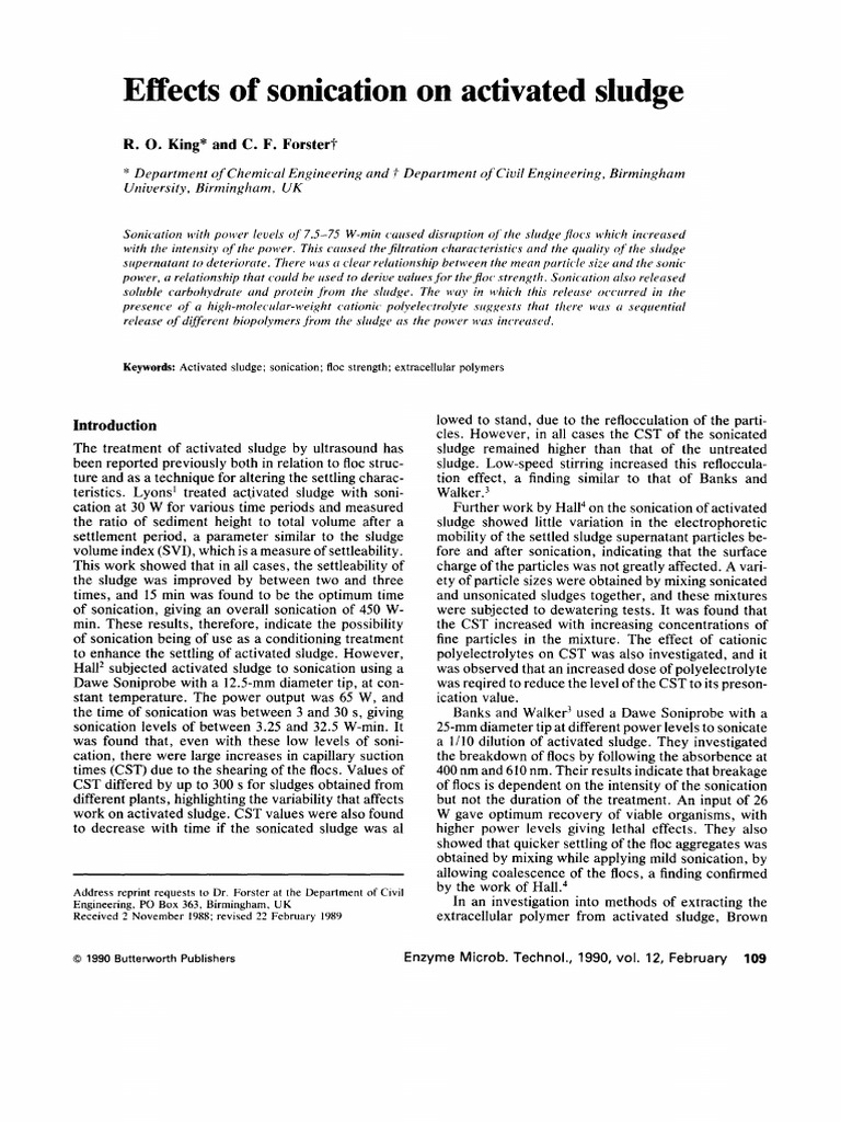 Effects of Sonication On Activated Sludge | PDF | Viscosity | Proteins