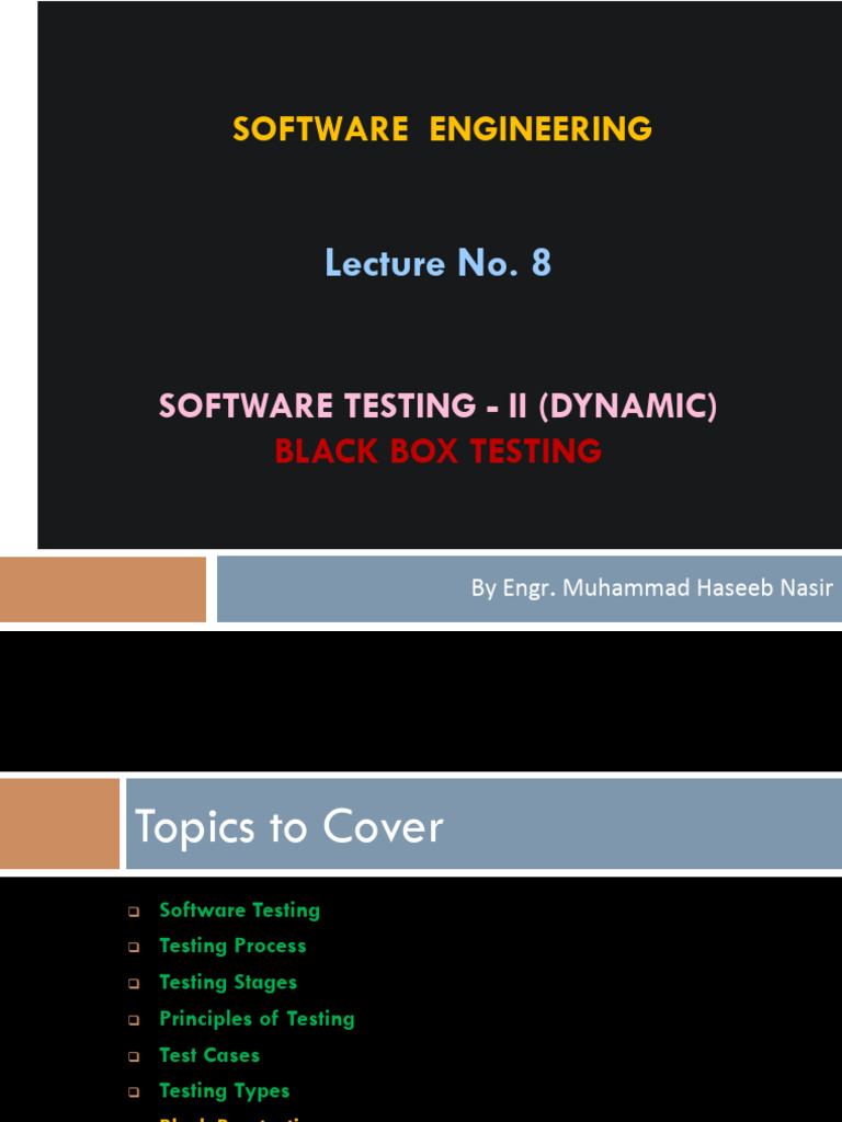 SE Lec 08 - Software Testing II | PDF | Software Testing | Usability