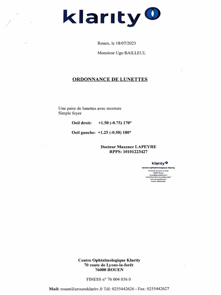 Ordonnance Ophtalmo | PDF