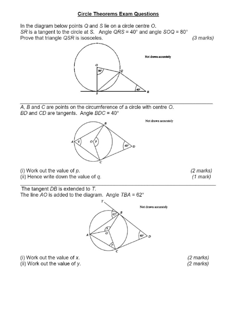 CSEC Past Paper Questions - Circle Theorems | PDF