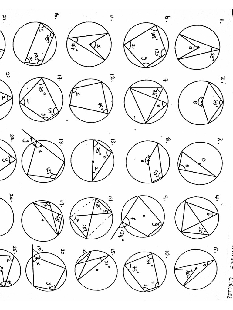 Circle Theorems (In class worksheet) | PDF