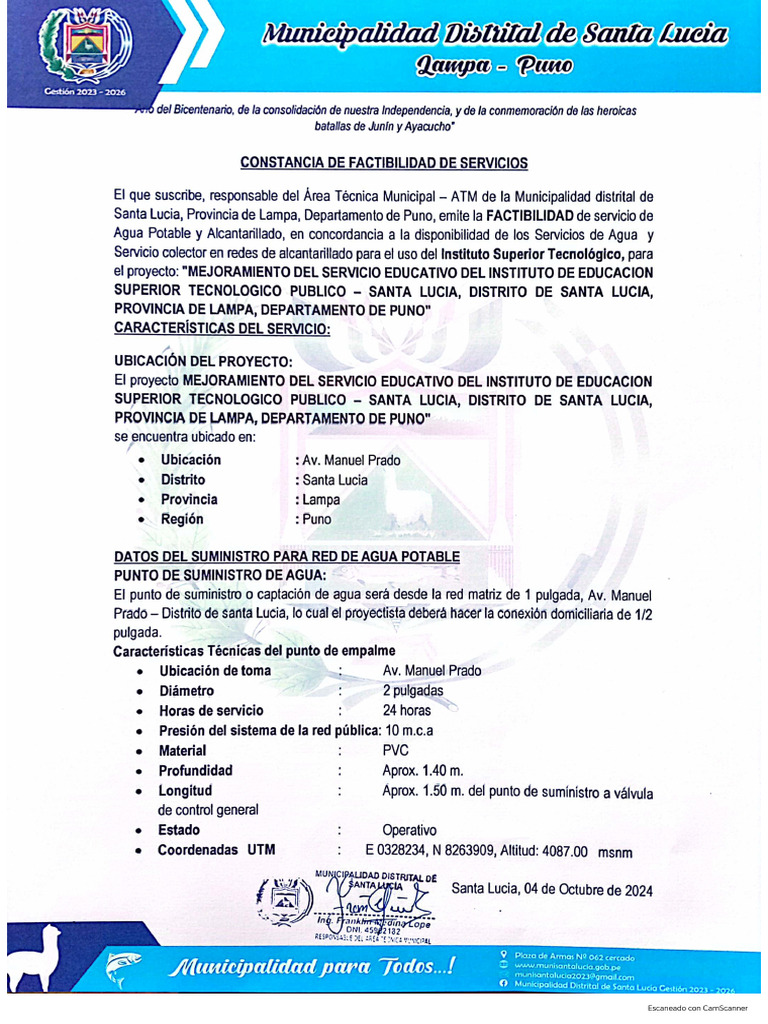 Factibilidad de Servicios Basicos | PDF