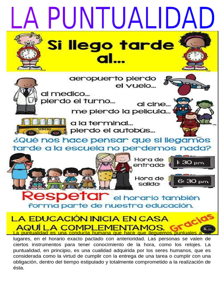 La Puntualidad Es Una Conducta Humana Que Hace Que Lleguemos Puntuales A Los Lugares | PDF