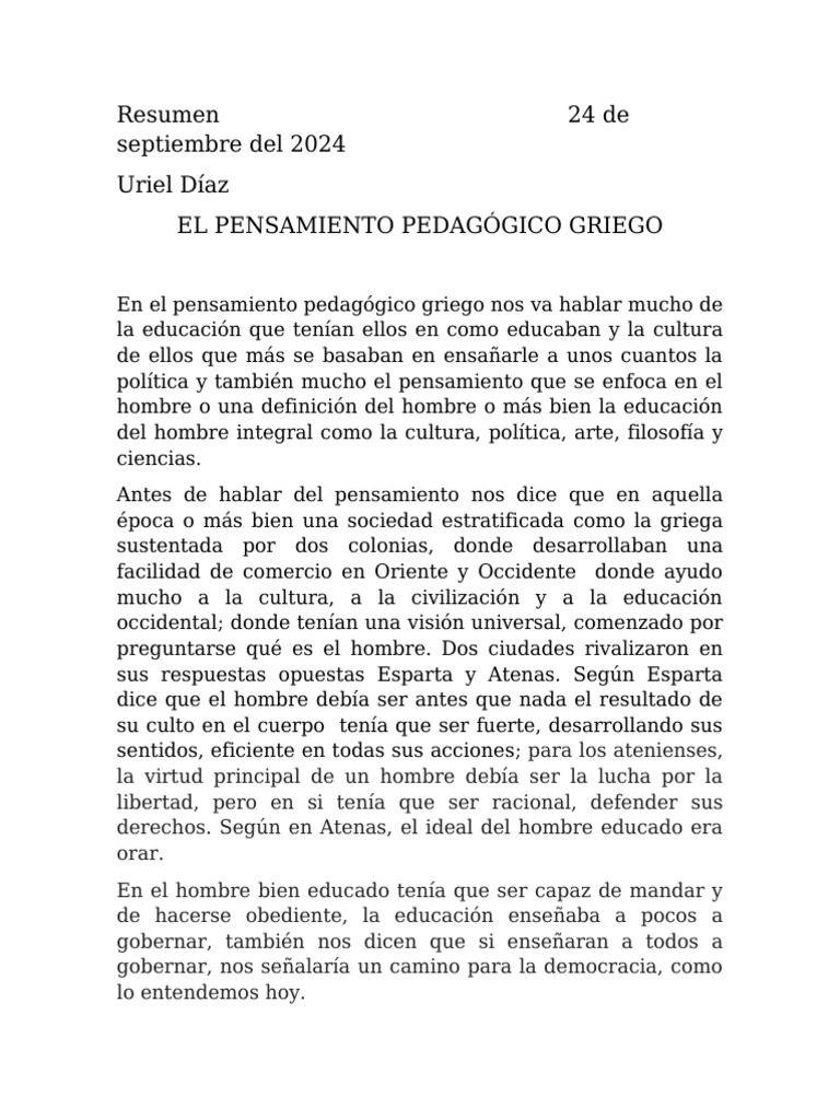 Educación y Cultura en Grecia Antigua | PDF | Antigua Grecia | Platón