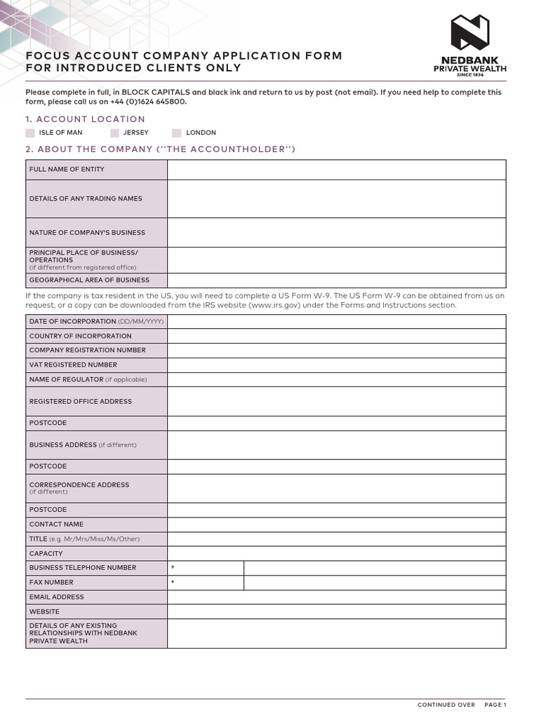 Corporate Application Form Introduced Clients | PDF | Securities ...