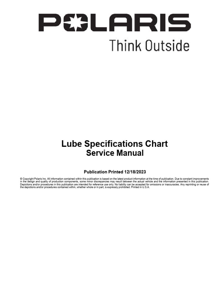 Lube Specifications Chart Orv | PDF | Motor Oil | Gallon