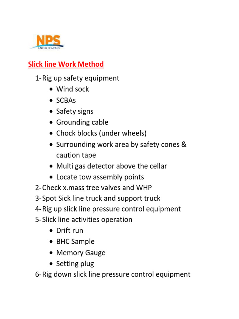 Slick Line Work Method Safety Guide | PDF