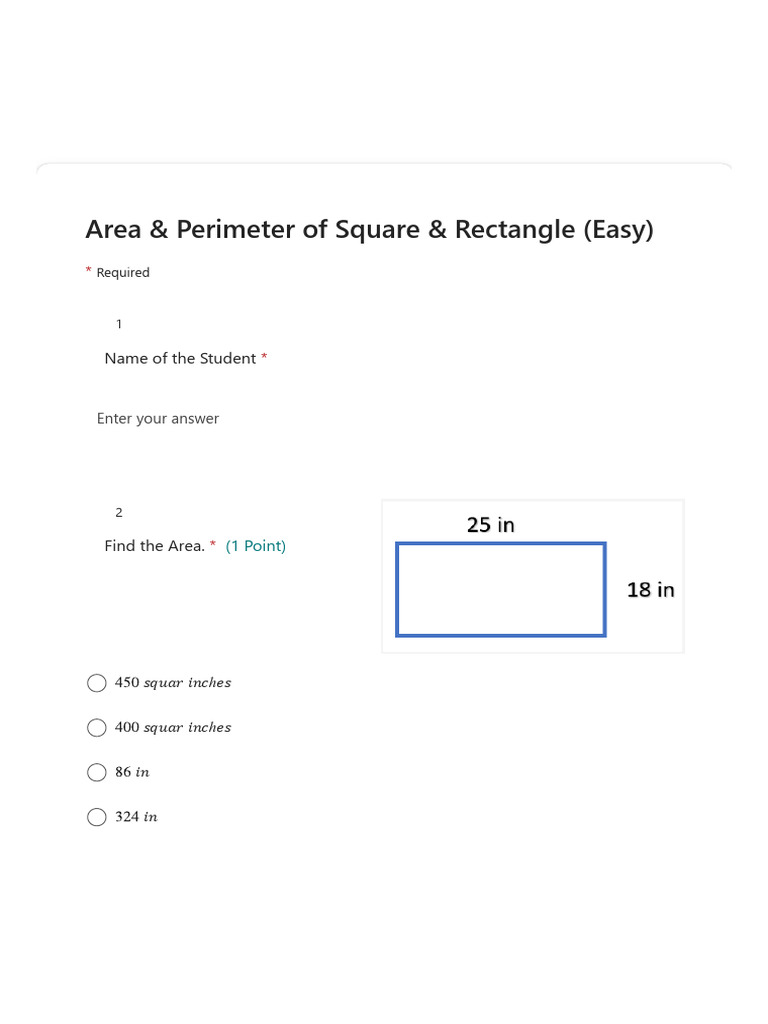 Area & Perimeter of Square & Rectangle (Easy) (Preview) | PDF