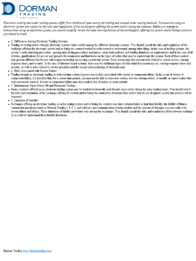 Disclosures 3 Electronic Trading and Order Routing Systems Disclosure ...