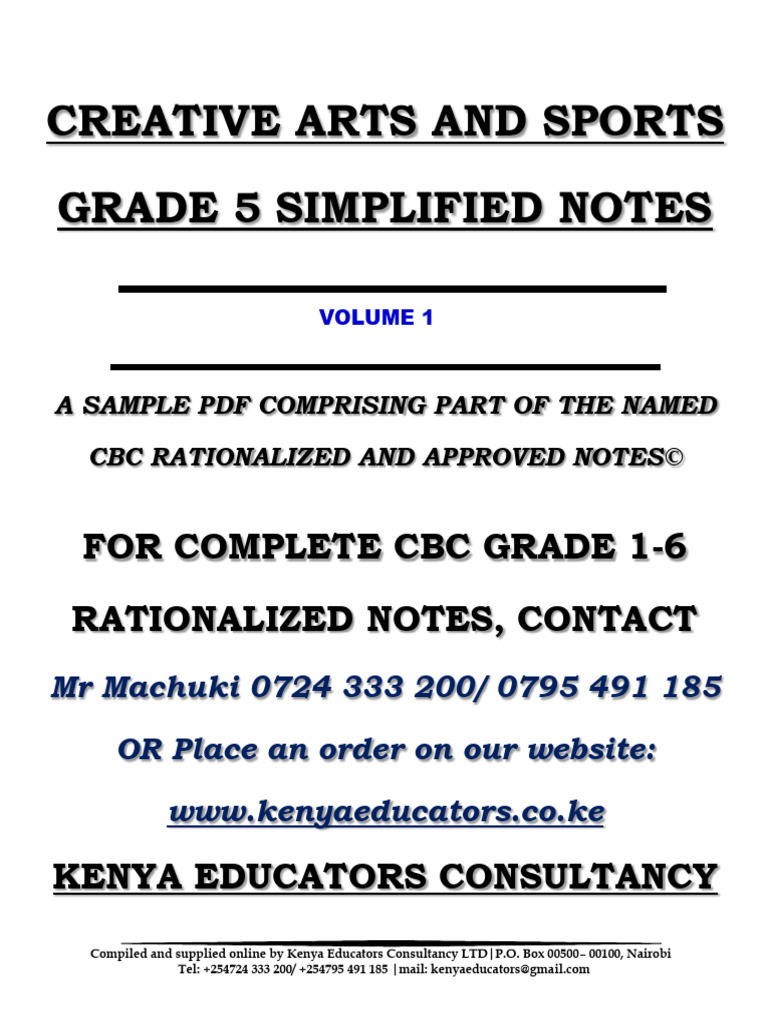 Grade 5 Creative Arts Notes PDF | PDF | Music Technology | Elementary ...