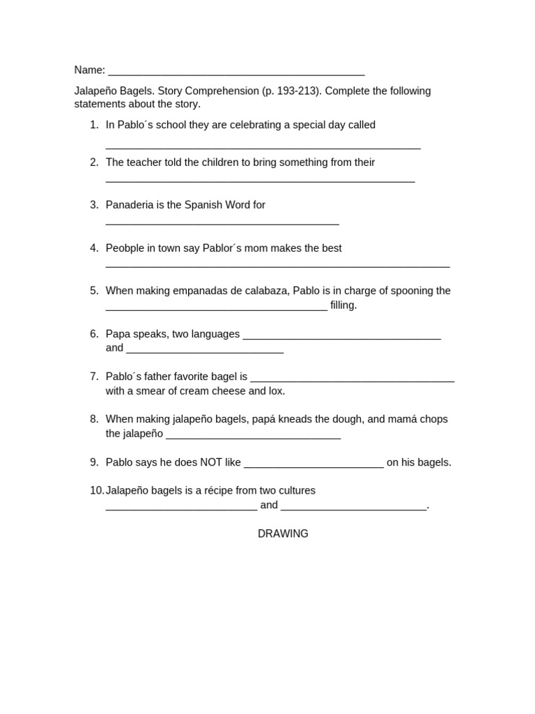 Jalapeño Bagels Story Quiz | PDF