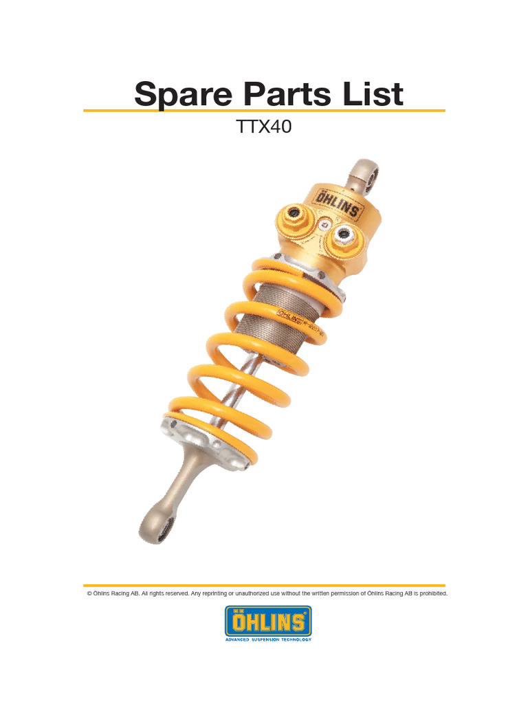 TTX40 Spare Parts List A4-Europe | PDF | Piston | Vehicle Parts