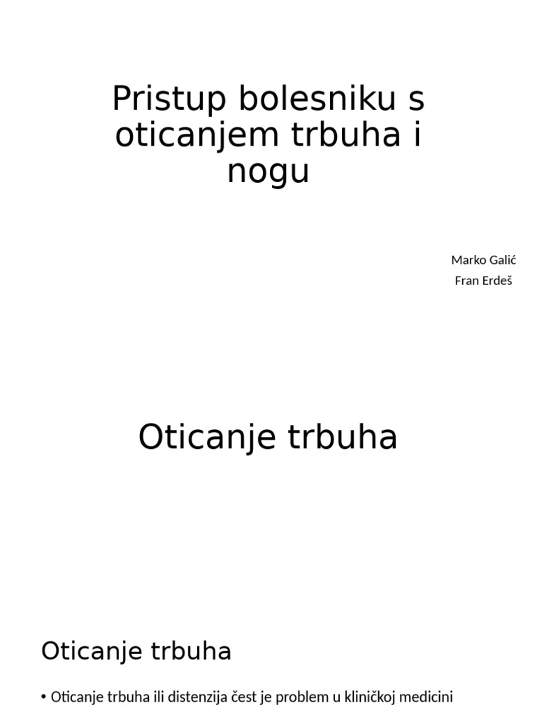 Pristup Bolesniku s Oticanjem Trbuha i Nogu | PDF