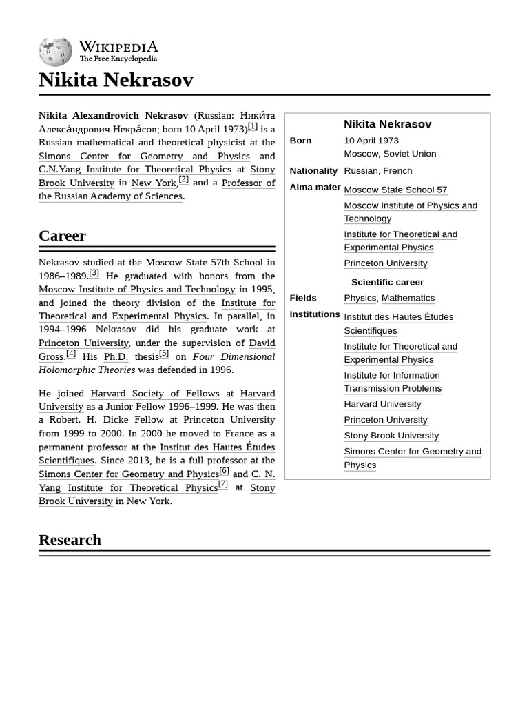 Nikita_Nekrasov | PDF | Scientific Theories | Geometry