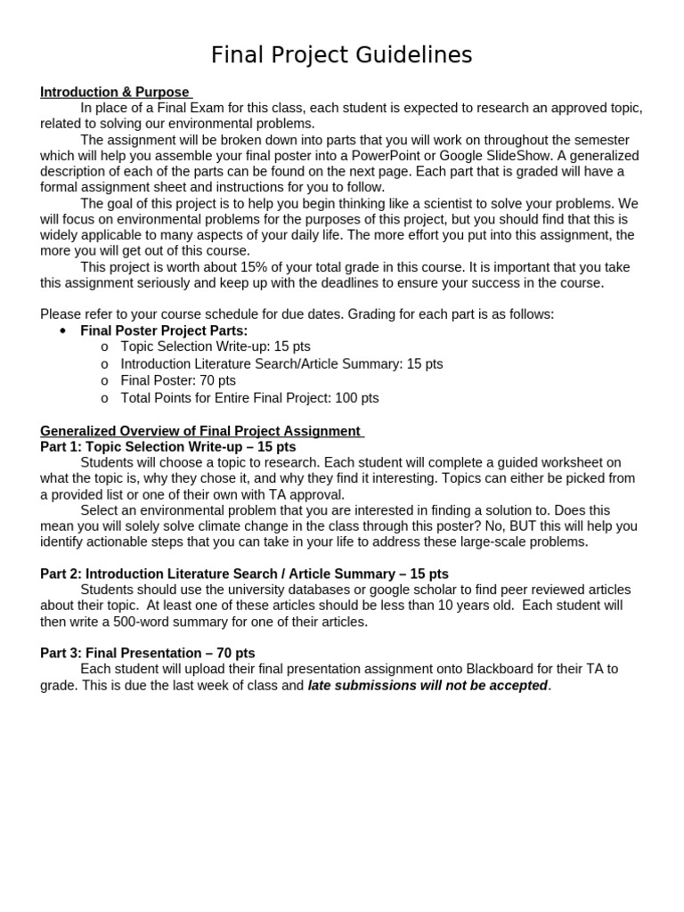 Final Project Guidelines | PDF | Color | Experiment